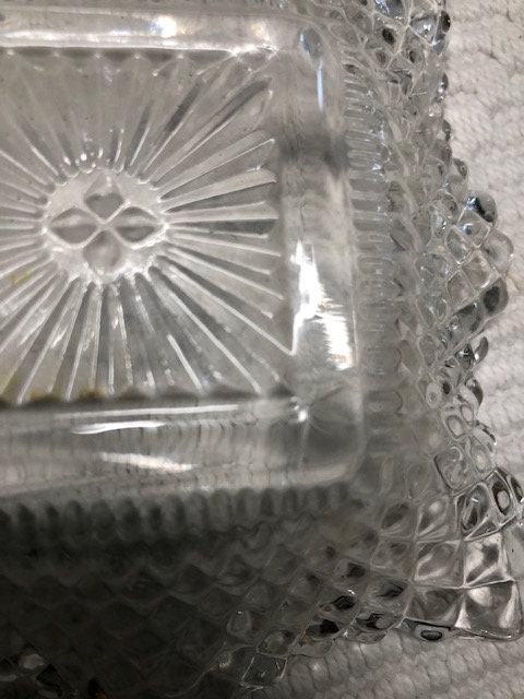 Cut Glass Candy Dish 1960's Diamond Cut Ruffle Edge | Etsy