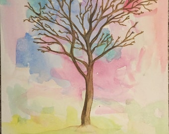 Mystical Tree Art Watercolor Painting Print by Cathy Hillegas - Etsy