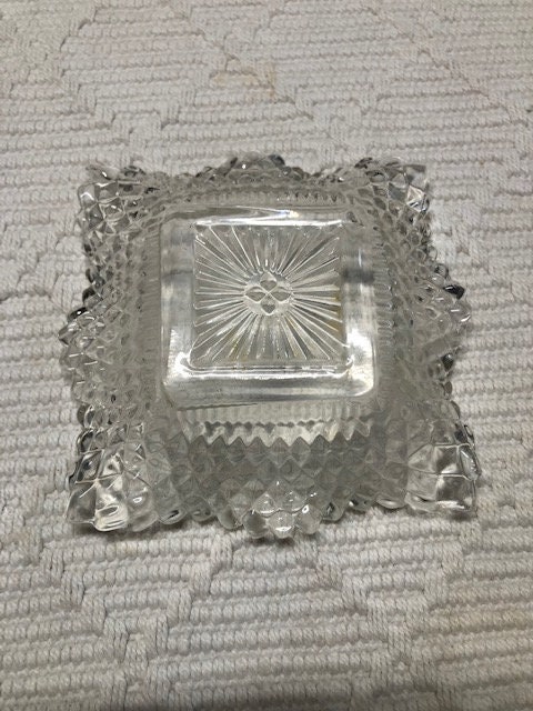 Cut Glass Candy Dish 1960's Diamond Cut Ruffle Edge - Etsy