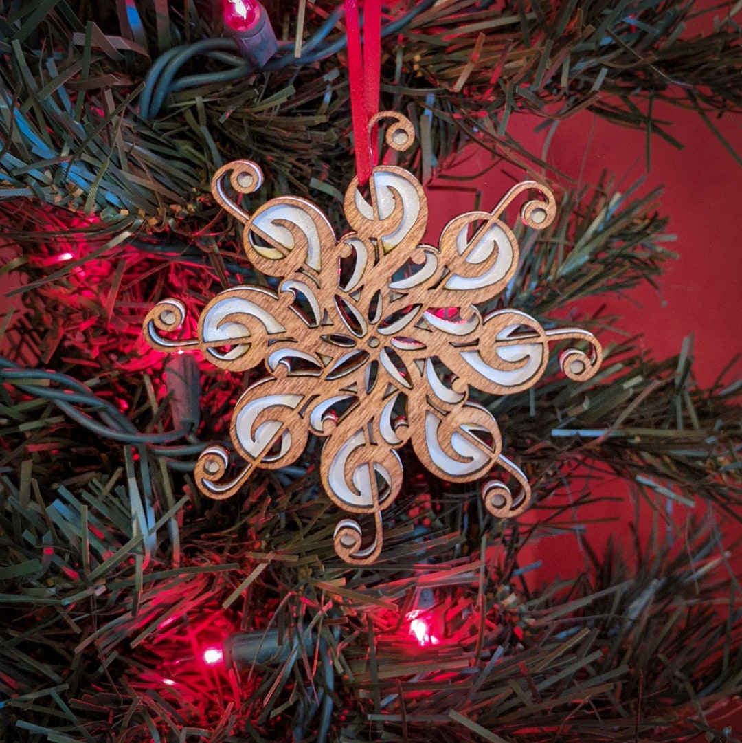 Treble Clef Bass Clef Music Wood Ornament - Etsy