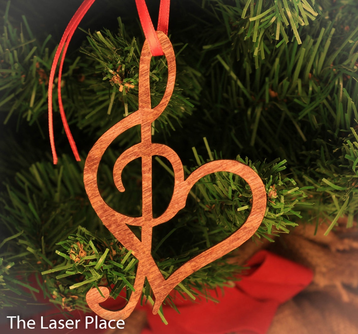 Music Treble Clef Heart Christmas Ornament MU108 - Etsy