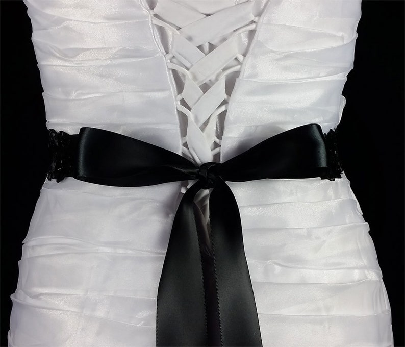 Black Embroidery Sash Beaded Floral Sashwedding Sash - Etsy