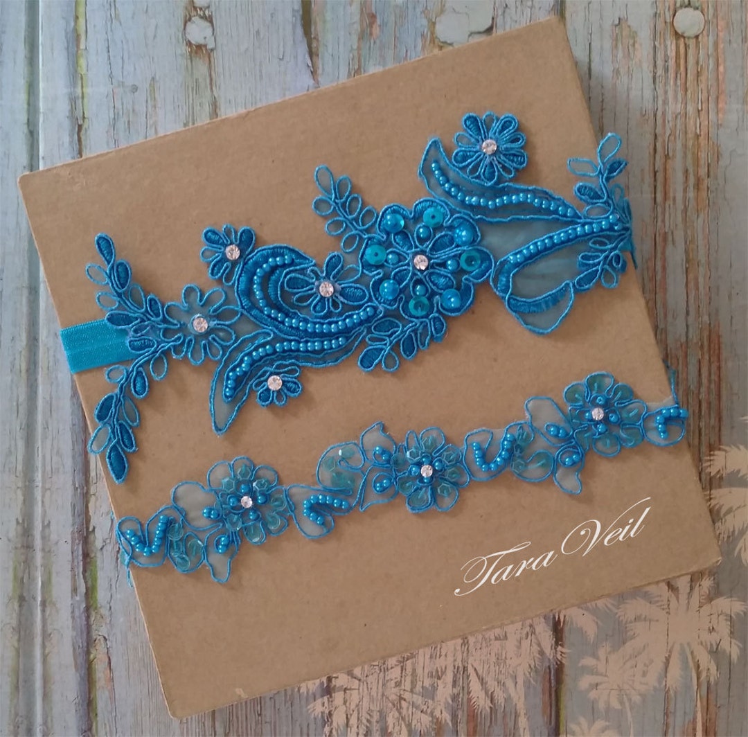 Wedding Garter Set,turquoise Garter, Rhinestone Turquoise Garter ...