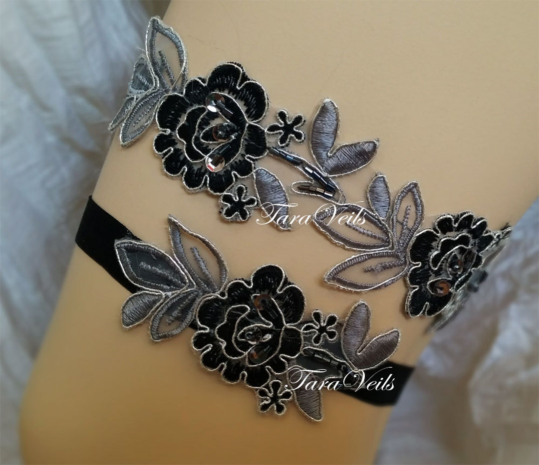 Garter,wedding / Bridal / Black&gray Garter/ Wedding Garters / Bridal ...