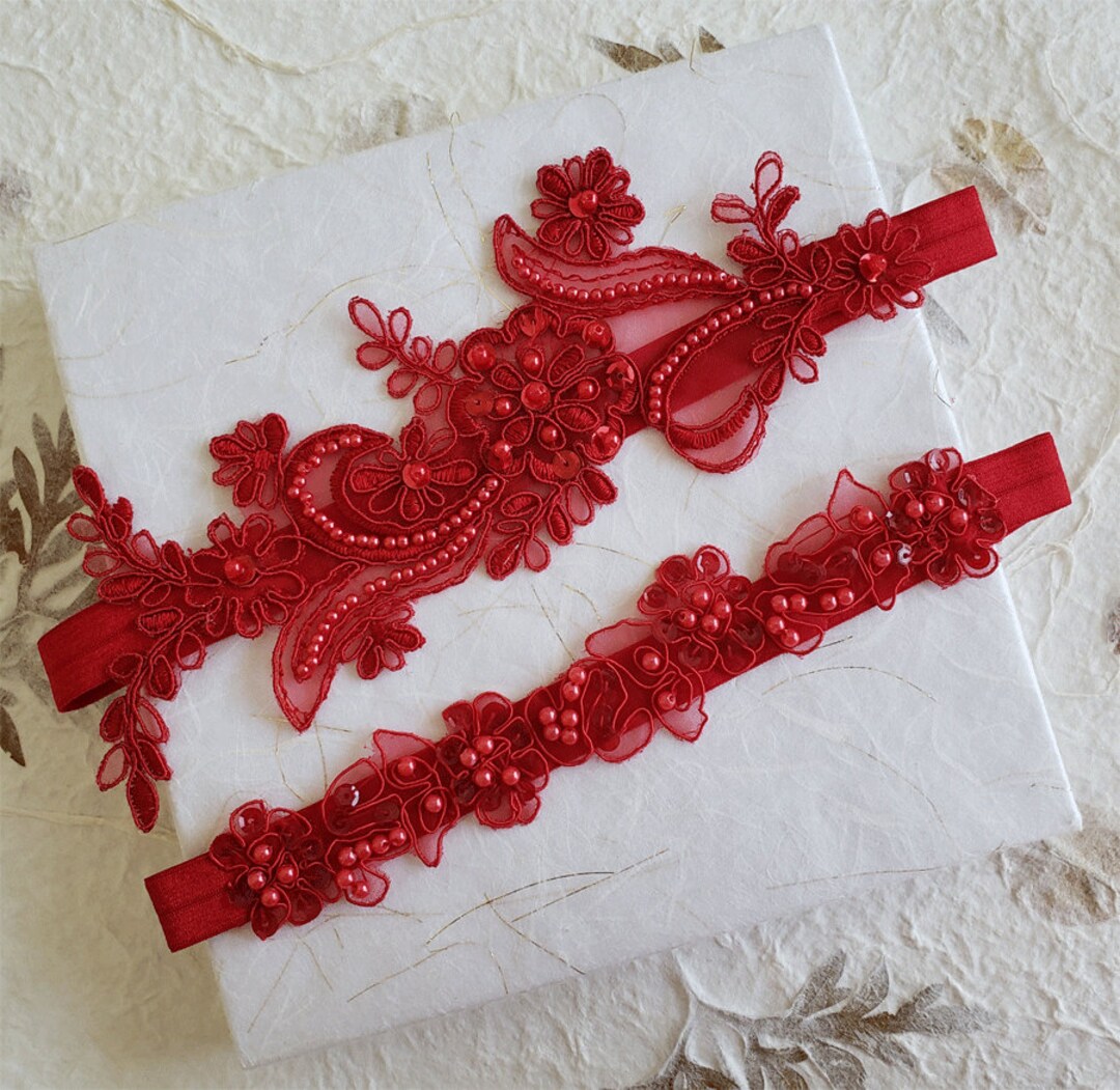 Garter,wedding Garter Set,red Garter,garter Red,bridal Garters Red,red ...