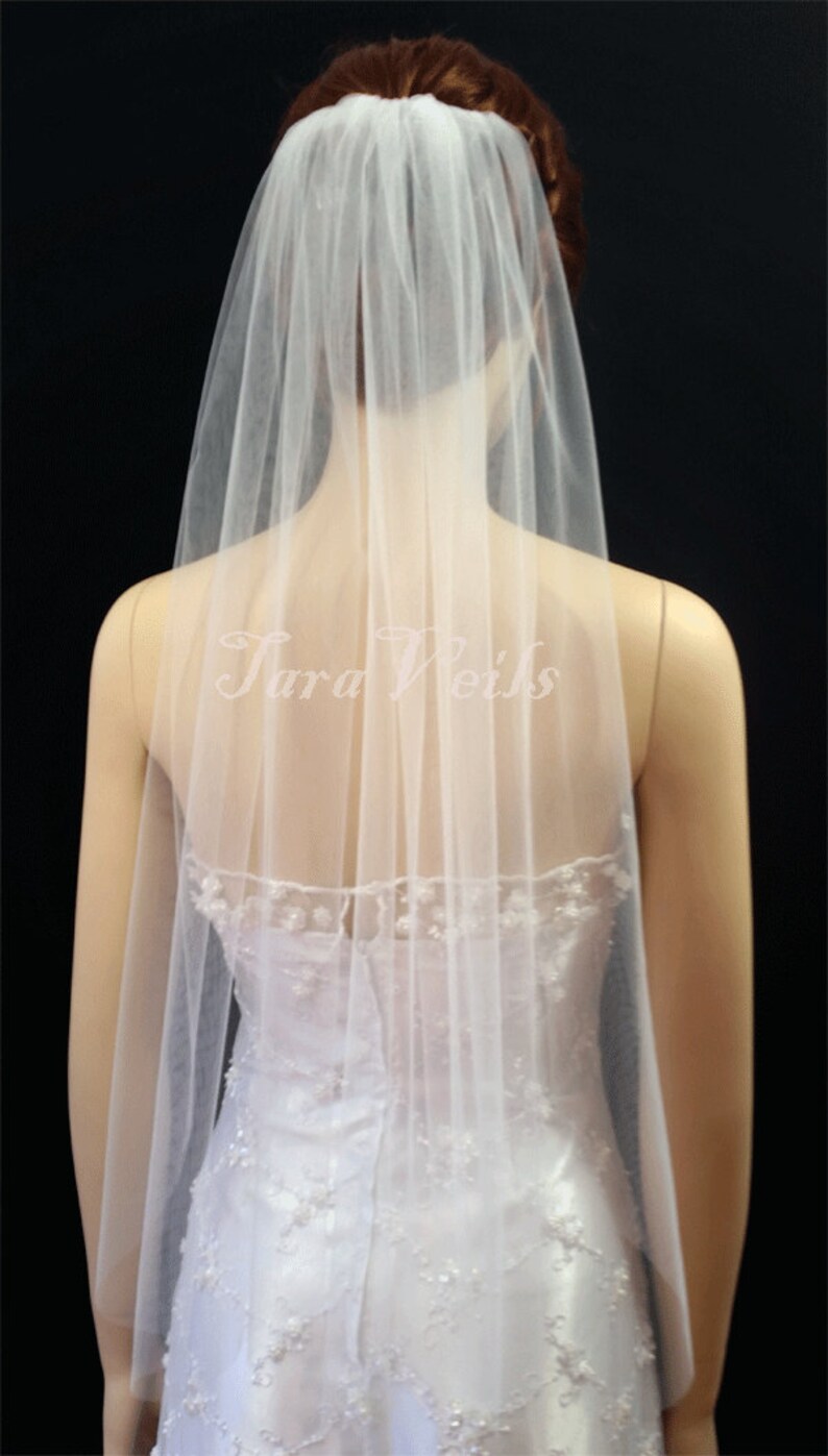 1 Layer 28"x54" Bridal Veil With Raw Cut Edge - White, off White, Ivory ...