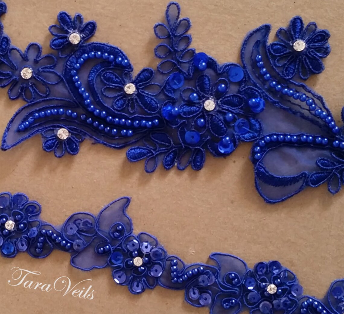 Wedding Garter Set Royal Blue Garter Rhinestone Royal Blue - Etsy