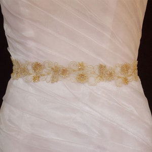 Antique Gold Color Embroidery Sash,bridesmaid Sash,beaded Floral Sash ...