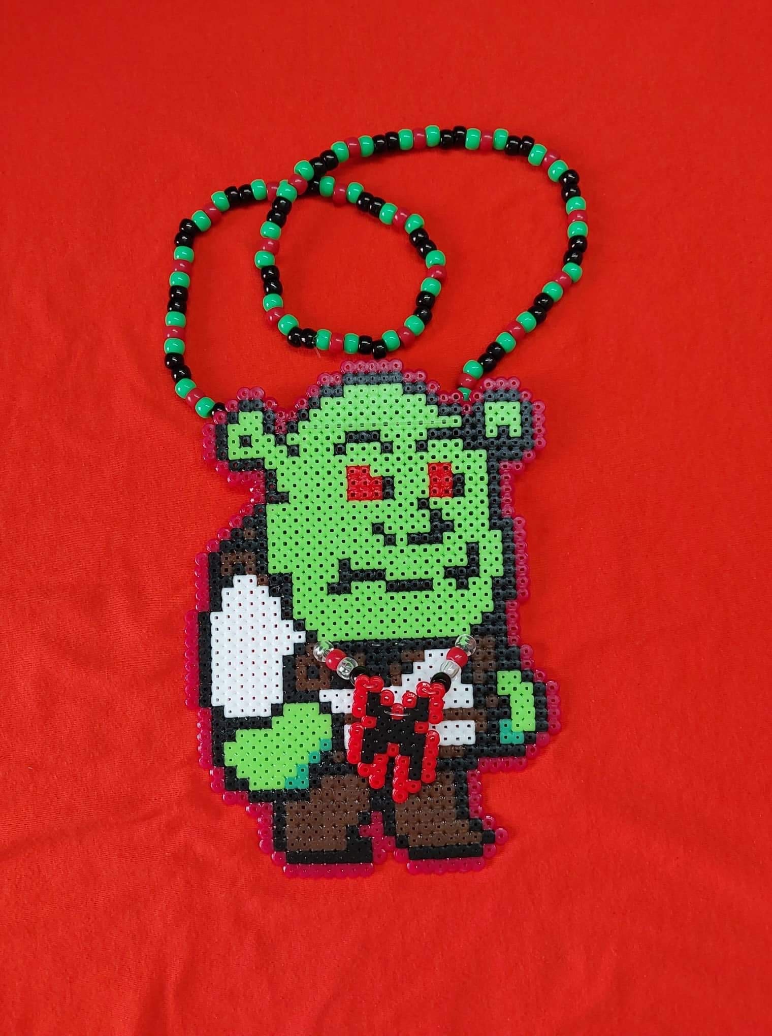 Rave Kandi Perler Necklace Custom Beaded EDM Festival Jewelry Shrek ...