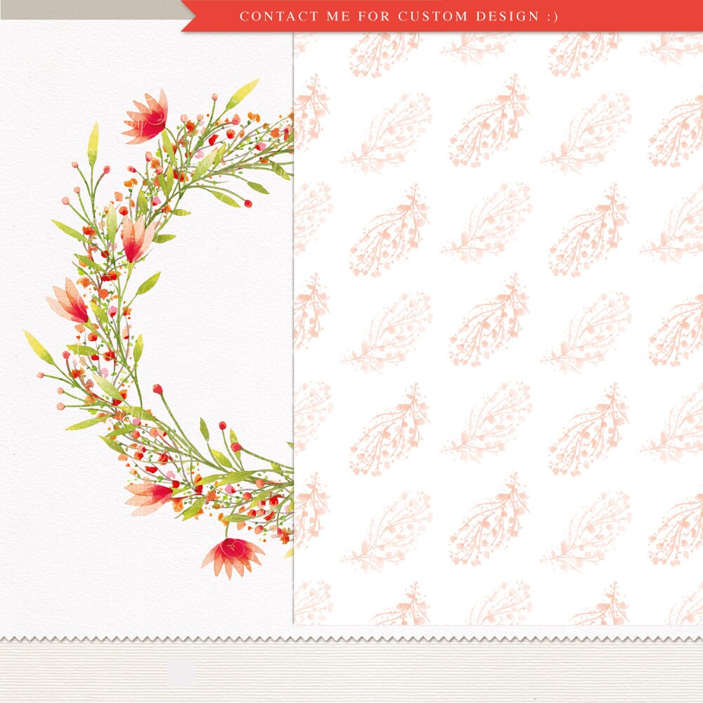 Floral Watercolor Clipart, Hand Drawn Floral Wreath Collection Clip Art ...