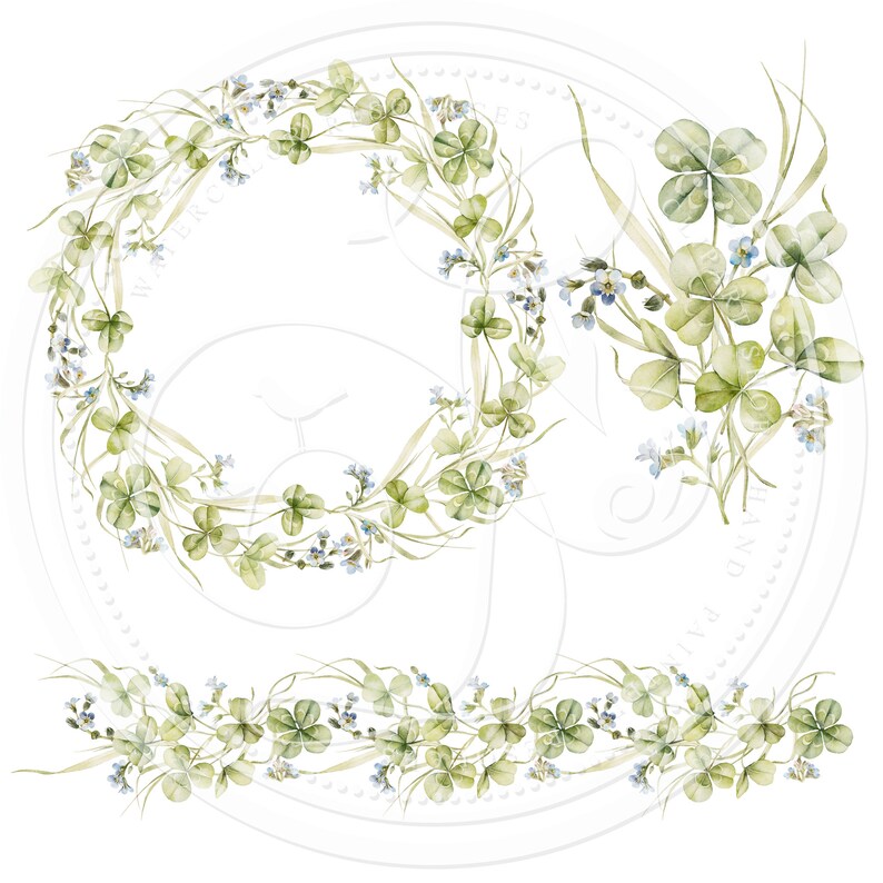 Happy Clover Hand Painted Clipart's Frame Border - Etsy