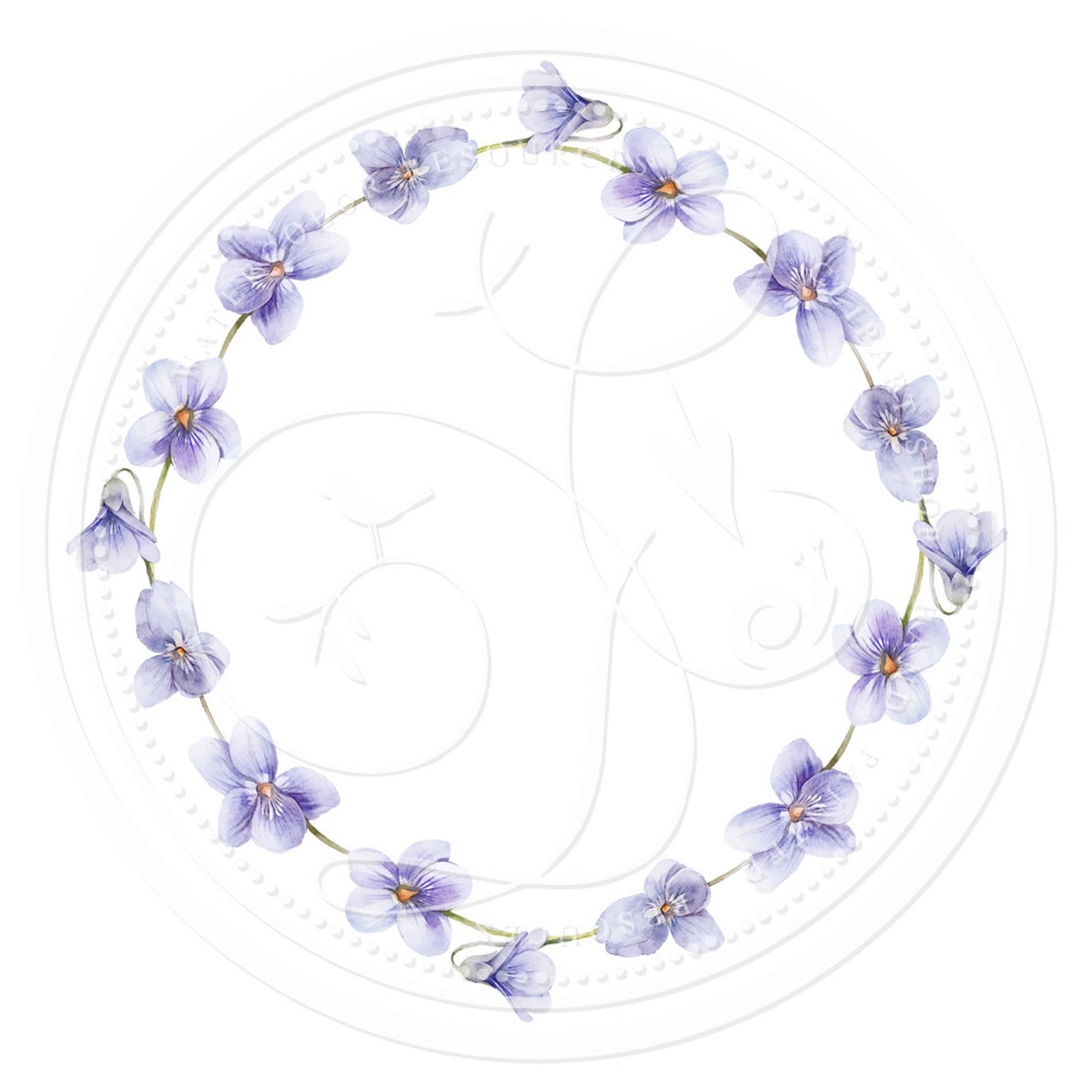 Sweet Violets Frames, Embellishment & Borders, Watercolor Hand Painted, 300 Dpi, Png Files ...