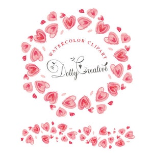 Digital Clipart, Frame and Watercolor on Board, Hearts, Watercolor ...