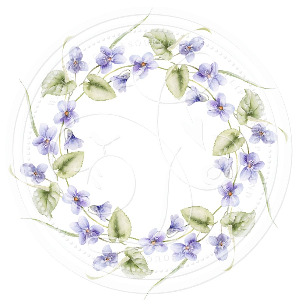 Sweet Violets Frames, Embellishment & Borders, Watercolor Hand Painted ...