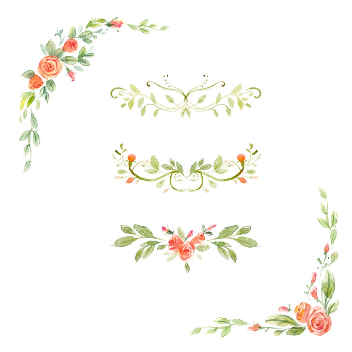 ROSETTE. 8 Hand Painted Clipart's Without Background Png - Etsy