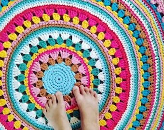 Tunisian Crochet Spiral Rug Easy Pattern PDF Instant - Etsy