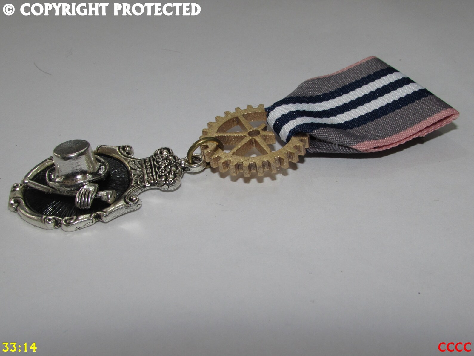 Steampunk Pin Badge Brooch Medal Silver Top Hat Gloves Cane - Etsy