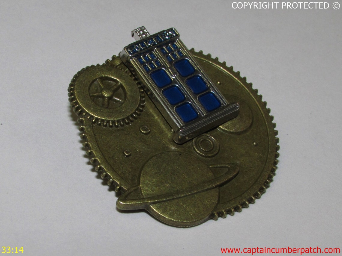 Steampunk Pin Badge Brooch Bronze Planets With Blue Enamelled Silver ...