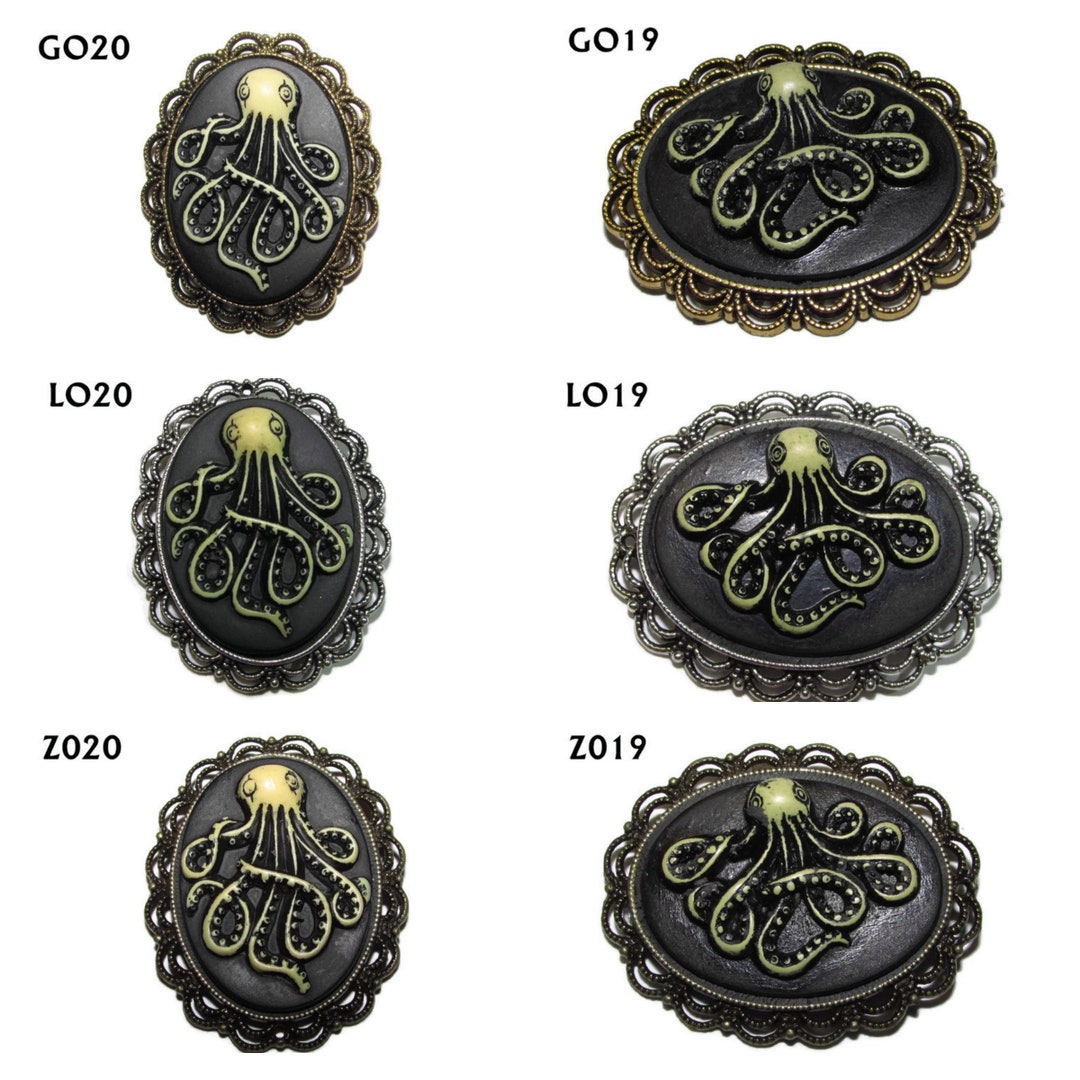 Steampunk Pin Badge Brooch Octopus Kraken Cameo on Silver Backing #LO19 ...