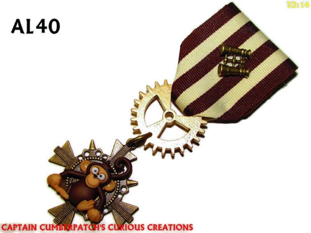 Steampunk Monkey Brooch: Handmade Costume Medal With Gears - Etsy