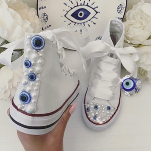 Evil Eye Pearl High Top Converse: Wedding Nazar Trainers - Etsy