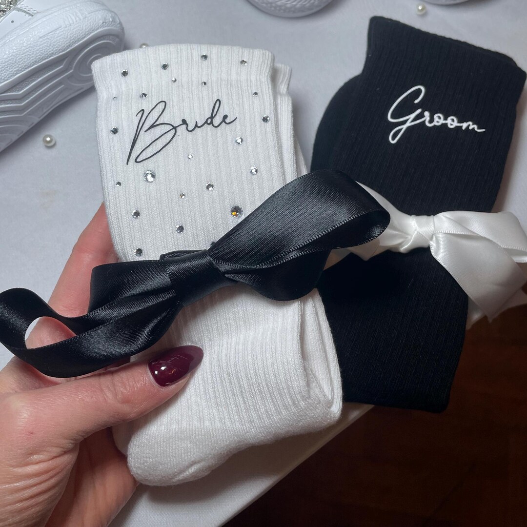 Bride and Groom Wedding Socks: Crystal Bling Bridal Socks - Etsy