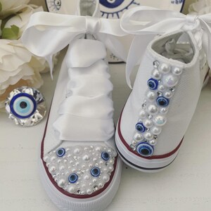 Evil Eye Pearl High Top Converse: Wedding Nazar Trainers - Etsy