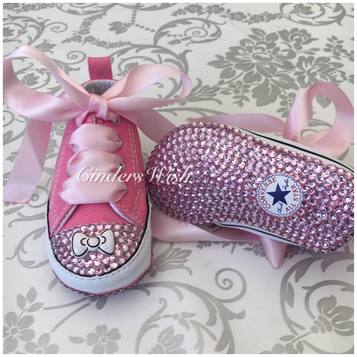 Pink Bow Baby Converse/bow Converse/twinkle Toes/ Bling Toe - Etsy UK