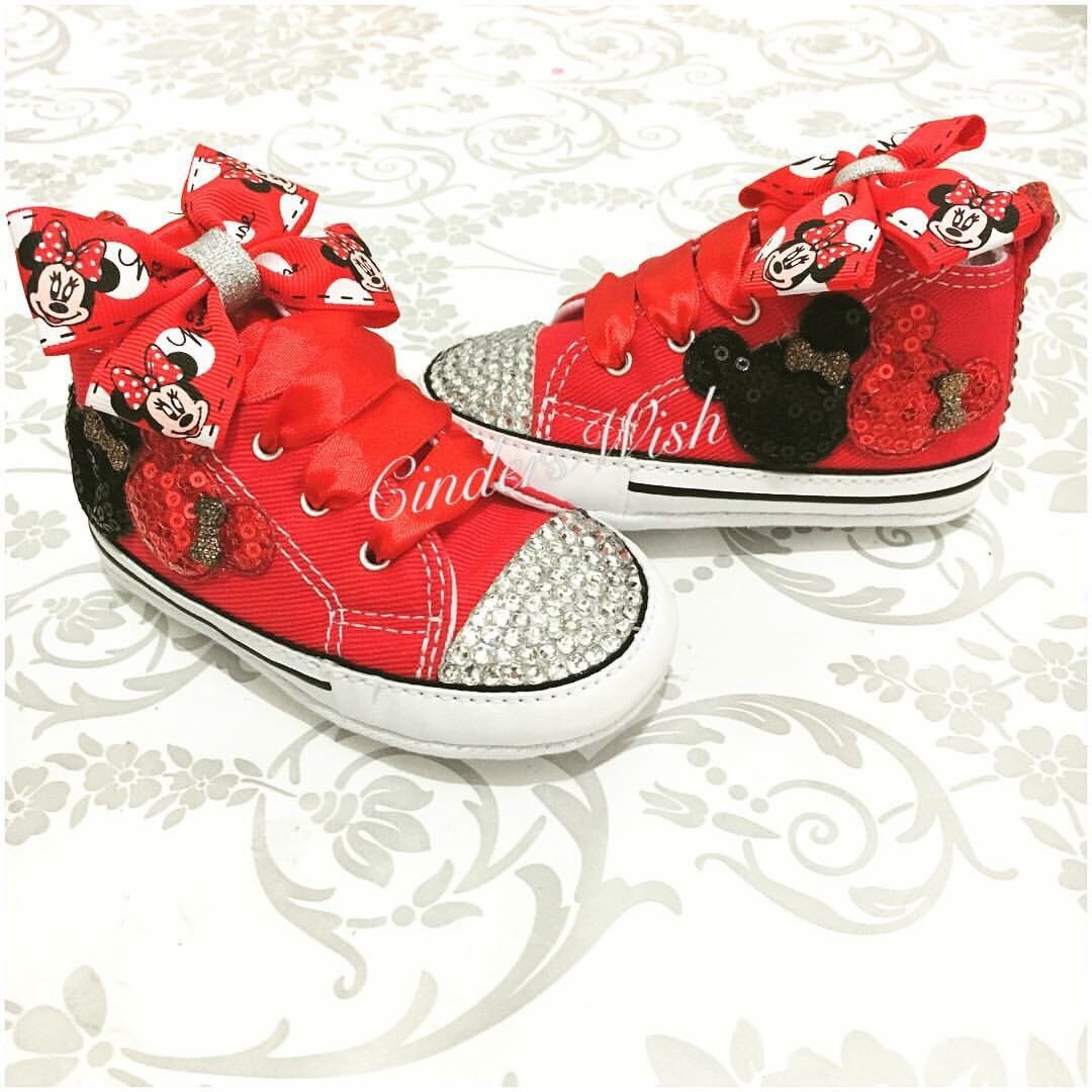 Baby Minnie Mouse Converse / Customised Converse / Baby Converse ...