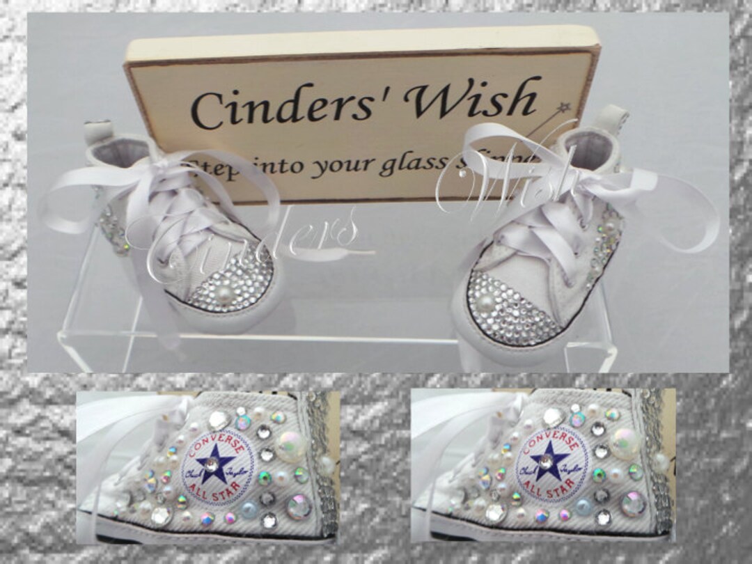 Baby Converse Bling Toe Converse Flowergirl Shoes Bling Baby Shoes christening Booties Wedding Booties Diamante Converse Etsy Canada