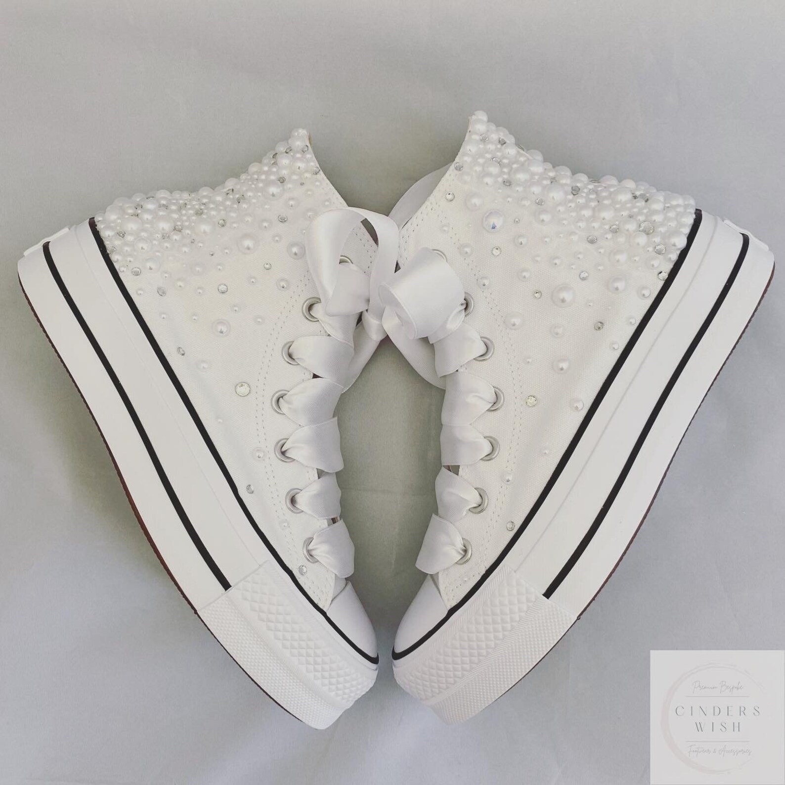 Childrens Youth High Top Pearl Platform Converse / Wedding - Etsy