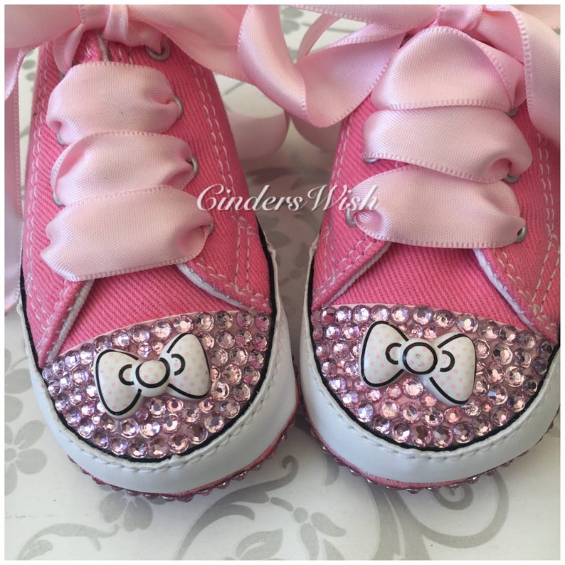 Pink Bow Baby Converse/bow Converse/twinkle Toes/ Bling Toe - Etsy UK