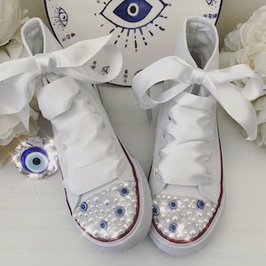 Evil Eye Pearl High Top Converse: Wedding Nazar Trainers - Etsy