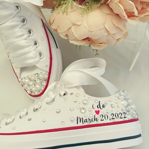 Wedding Name Pearl Low Converse / Wedding Personalised Converse / I Do ...
