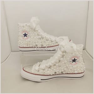 Pearl Just Married Converse / / All Over Converse / Bridal Converse ...