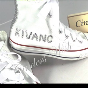 Womens Personalised Converse / Your Name on Converse / Bling High Tops ...