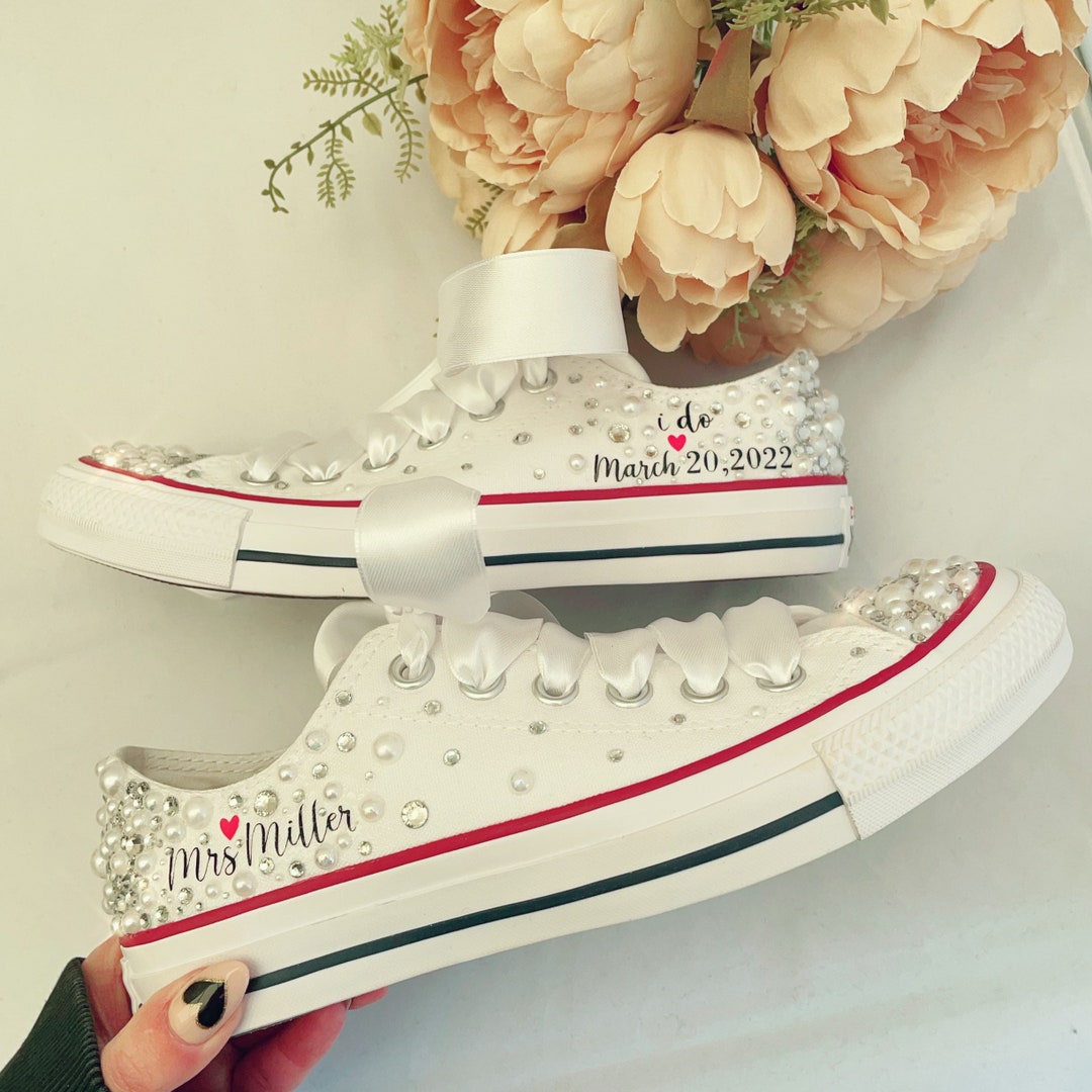 Wedding Name Pearl Low Converse / Wedding Personalised Converse / I Do ...