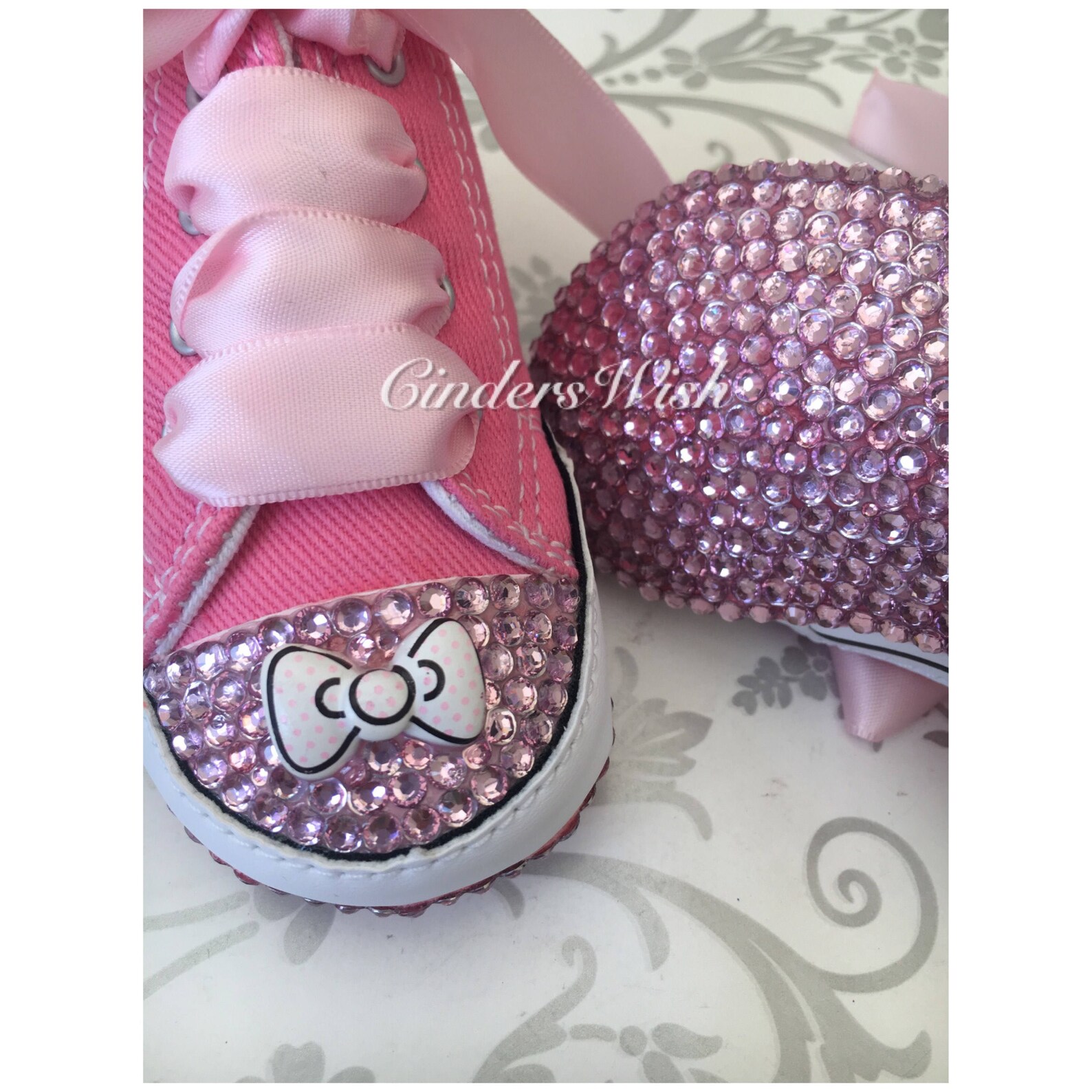Pink Bow Baby Converse/bow Converse/twinkle Toes/ Bling Toe - Etsy UK