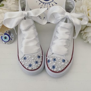 Evil Eye Pearl High Top Converse: Wedding Nazar Trainers - Etsy