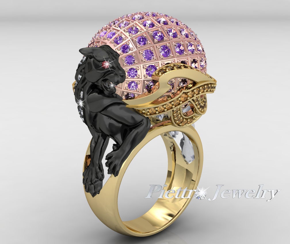 Fashion Unique Crafts Diamond Panther Ring 2D Design 18 Renders Image ...