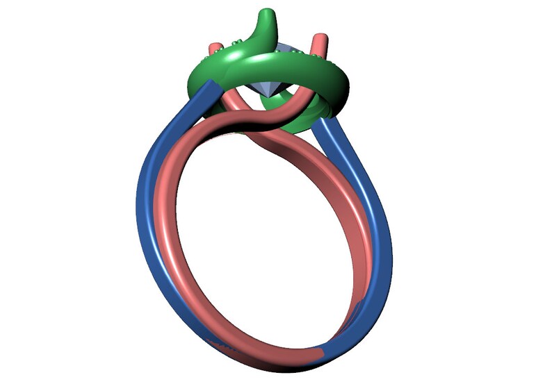 3D CAD Twisted Halo Engagement Ring Jewelry Design Can Download STL ...