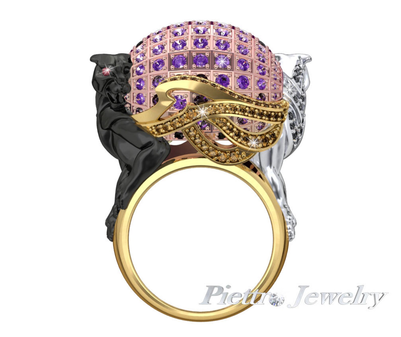 Fashion Unique Crafts Diamond Panther Ring 2D Design 18 Renders Image ...