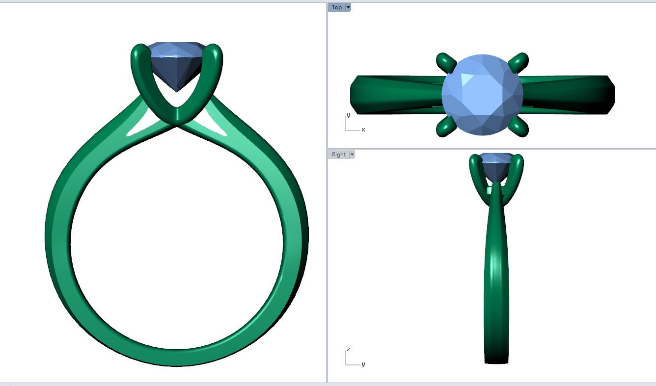 3D Engagement Ring Design STL CAD File Download Able Model CA5 - Etsy