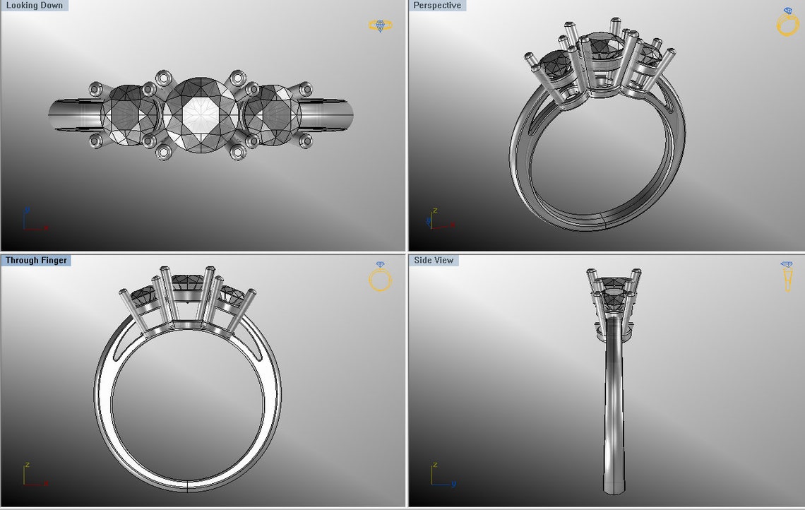 Solitaire Triology 3D CAD STL File Format Ring JCL1 - Etsy