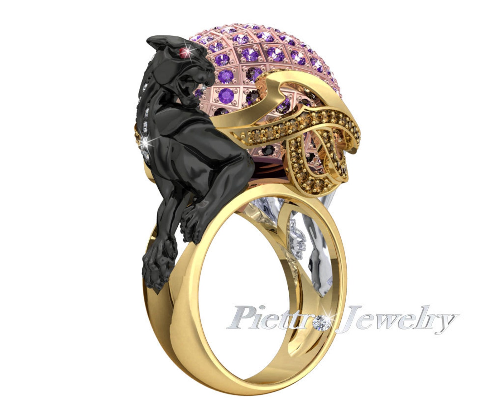 Fashion Unique Crafts Diamond Panther Ring 2D Design 18 Renders Image ...