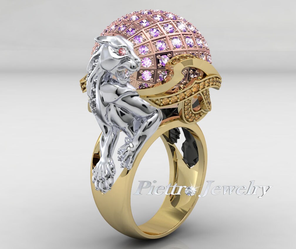 Fashion Unique Crafts Diamond Panther Ring 2D Design 18 Renders Image ...