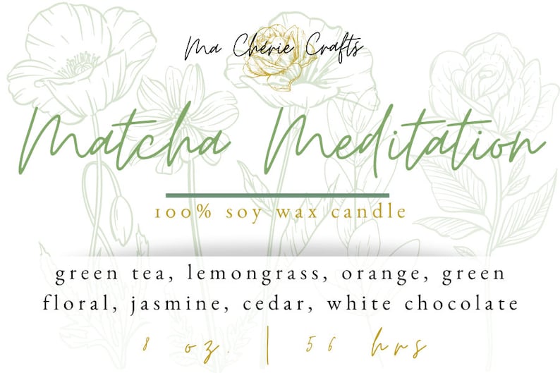 Matcha Meditation Soy Candle | Green Tea, Lemongrass Scent - Etsy