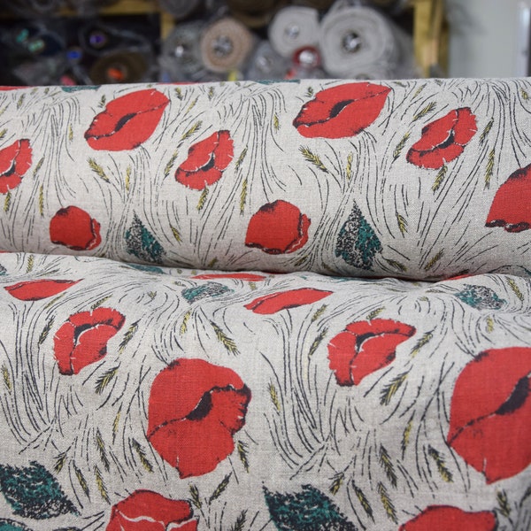 Red Poppies Fabric - Etsy