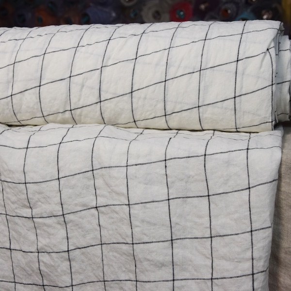 Black and White Check Fabric - Etsy