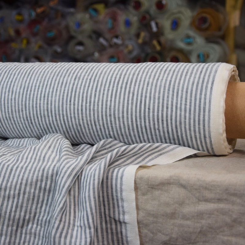 Striped Linen Fabric - Etsy